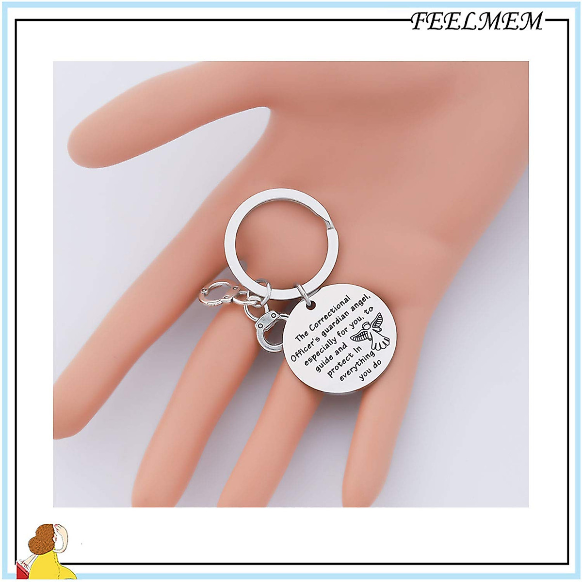 FEELMEM Correctional Officer Prayer Jewelry A Correctional Officer's Guardian Angel Protect in Everything You Do Keychain Gift for Jailer Prison Guard (The Correctional)