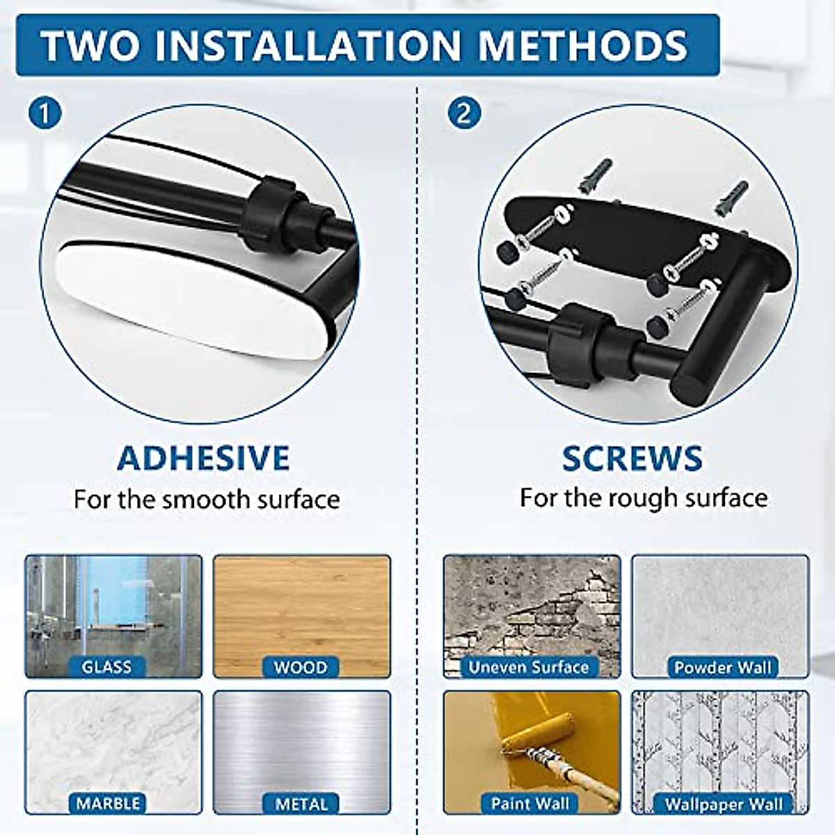 Paper Towel Holder,Under Cabinet Paper Towel Holder for Kitchen with Damping Effect,Single Hand Operable Adhesive or Drilled Wall Mount Black Hanging Paper Towel Roll Rack Holder for Bathroom