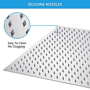 Lordear Rain Shower Head 12 Inch Solid Ultra Thin 304 Stainless Steel Adjustable Square Rainfall Shower Head Full Body Coverage with Silicone Nozzle 12” Waterfall Showerhead,Brushed Nickel