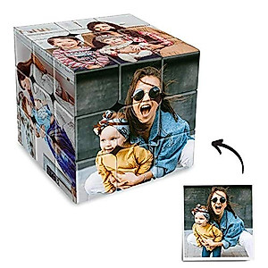 Custom Photo Cube for Pictures, Rubik's Cube Multi Picture Frame Photo Block Collage Personalized Puzzle Cube - Best Gift for Mother Husband Friends