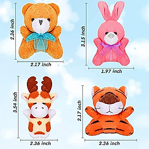 Skylety 50 Pieces Mini Stuffed Animals Safari Plush Animal Toys Cute Tiny Plush Keychain Animals Decoration for Christmas Tree Stocking Stuffing Xmas Party Favors (Cartoon Animals)