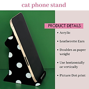 kate spade new york Acrylic Cell Phone Stand, Novelty Phone Holder for Desk, Black Cat (Picture Dot)