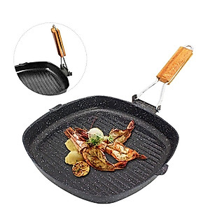 SPICLY Non Stick Frying Pans Frying Pan Non-Stick Folding Pot Phickened Square Grill Plate Kitchen Tools Picnic Grill Household