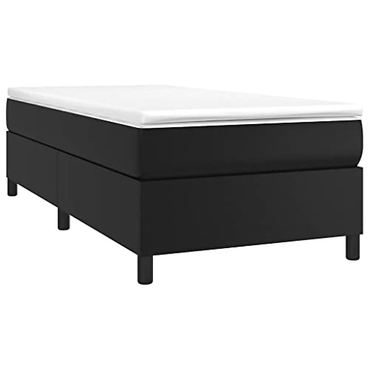 vidaXL Box Spring Bed Frame Home Indoor Bed Accessory Bedroom Upholstered Single Bed Base Furniture Black 39.4"x74.8" Twin Faux Leather