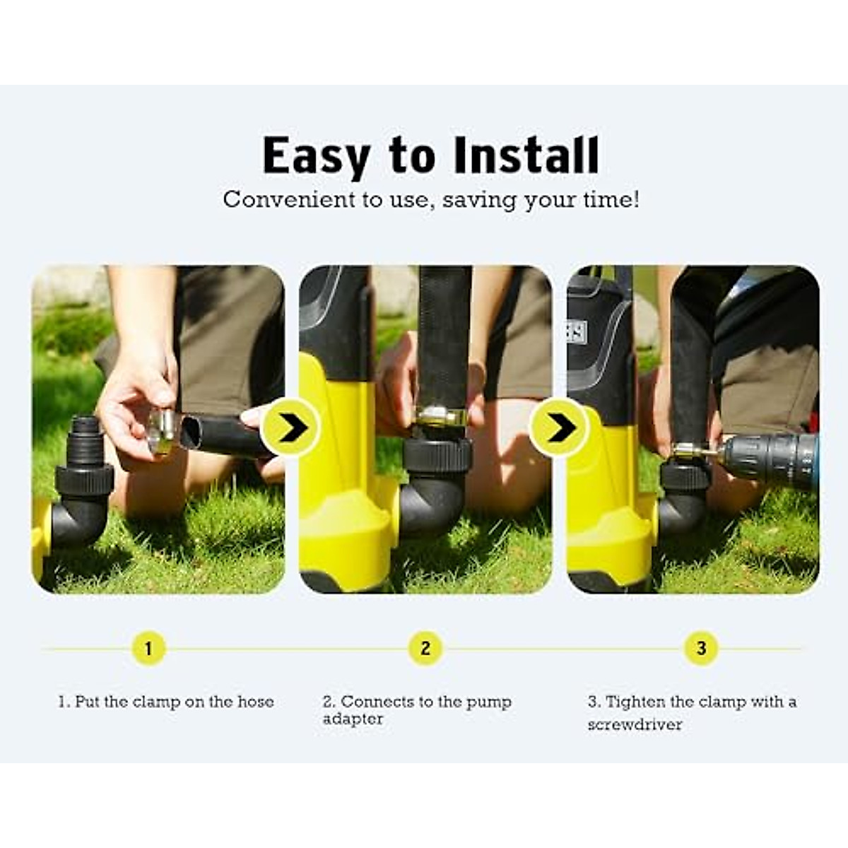 6699 Water Discharge Hose 1-1/2” ID PVC Lay Flat 25FT Length with Clamps Heavy Duty Backwash Hose Easy Installation for Swimming Pools Pump Accessory Household Drainage Kit