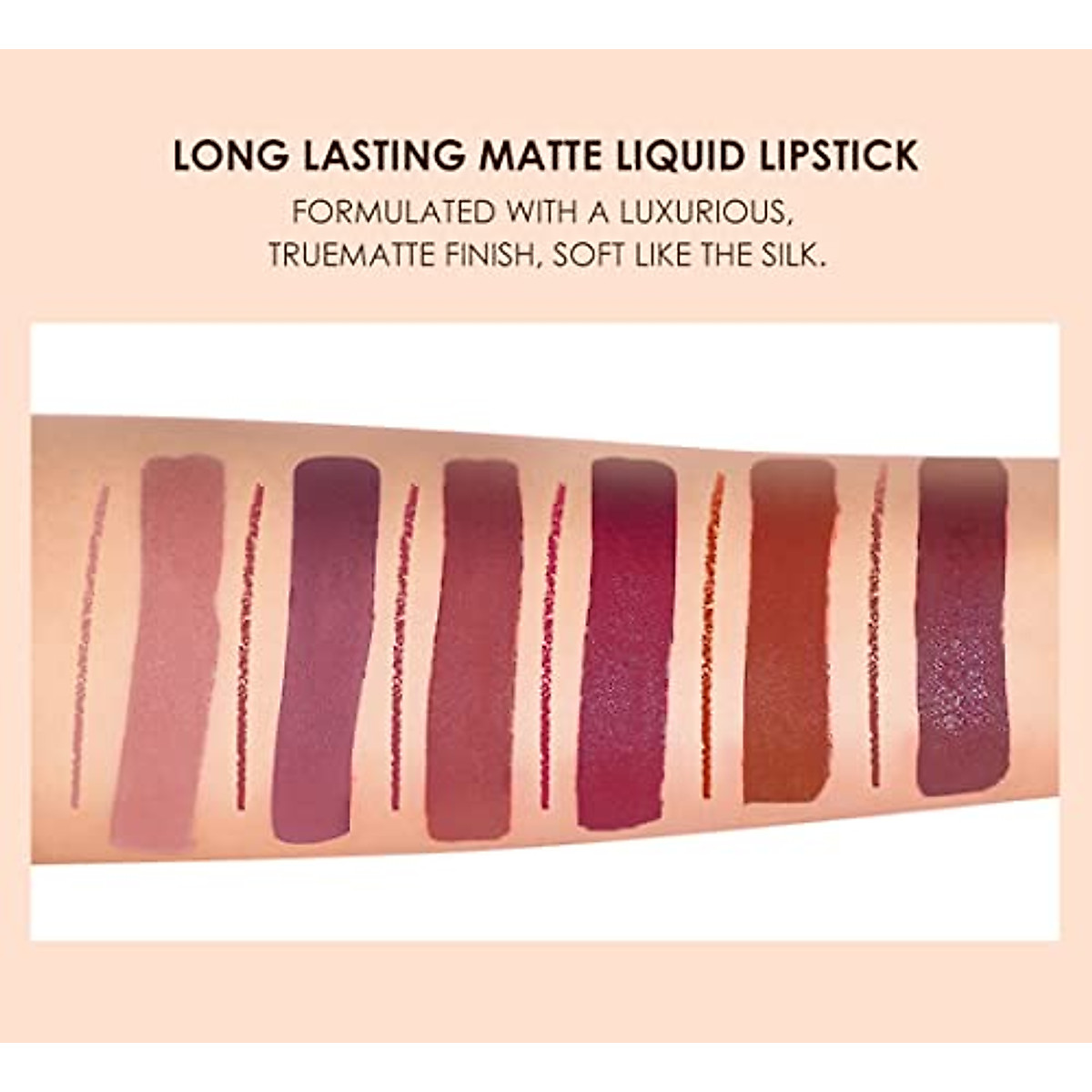 URQT 12pcs Lip Liner and Lipstick Makeup Set, 6 Velvety Matte Liquid Lipsticks + 6 Matching Smooth Lip Liner One Step Lips Makeup Kits Waterproof Long Lasting Matte Lipstick Gift Set