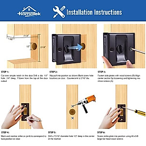 HOMOTEK Privacy Sliding Door Lock with Pull Oil Rubbed Brass- Replace Old Or Damaged Pocket Door Locks Quickly and Easily, 2-3/4”x2-1/2”, for Door Thickness for 1-3/8”