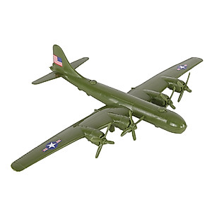 TimMee WW2 B-29 Superfortress Bomber Plane - OD Green Plastic Army Men Aircraft