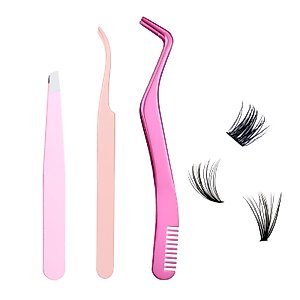 Lash Applicator Tool 3 Pcs Lash Cluster Applicator Tool Lash Tweezers for Eyelash Clusters False Eyelash Tool Applicator Eyelash Tweezers for Extensions Cluster Lash Tweezers Set