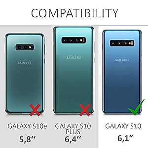 kwmobile Crossbody Case Compatible with Samsung Galaxy S10 Case Strap - Tropical Leaves Light Blue/Dark Blue/Transparent