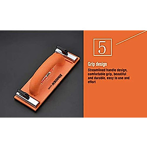 Edward Tools Hand Sander with Sandpaper Clamp - For Drywall, Wood, Floor - 9 1/4” by 3 1/4” - Ergo Contour Handle - For Use with standard 11 1/4” sandpaper