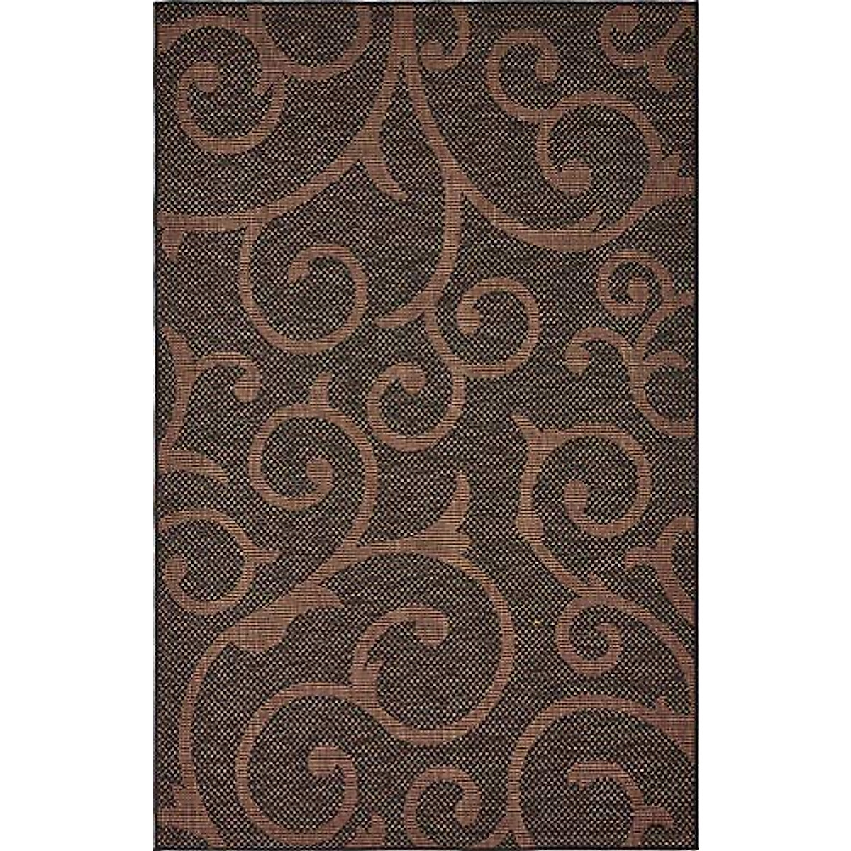 Unique Loom Outdoor Botanical Collection Area Rug - Vine (5' 1" x 8' Rectangle, Chocolate Brown/ Black)