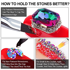 Nail Art 8ml/One Jar of Wipe-Off Rhinestone Glue Gel Adhesive Resin Gem Jewelry Diamond Polish Clear Decoration with Pen Tools (LED Light Cure Needed) Thicker&More Sticky Than Others