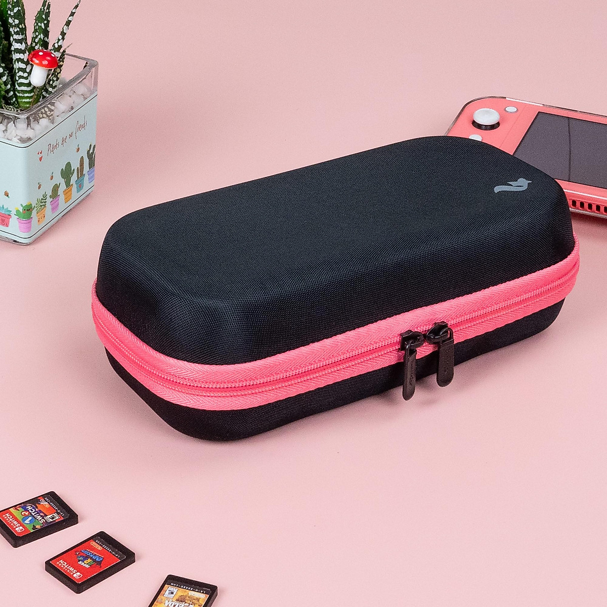 ButterFox Large Carrying Case for Nintendo Switch Lite, Fits Charger, Large Storage Pouch for Switch Lite Accessories - Black/Blue