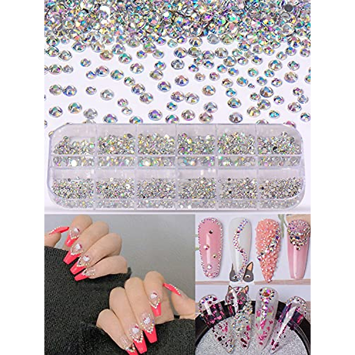 Spearlcable Nail Art Decoration Kit,48 Sheets Nail Stickers Crystal Rhinestones Set 3D Holographic Butterfly Glitter Fruit Nail Art Slices Iridescent Nail Sequins for Acrylic Nail Art