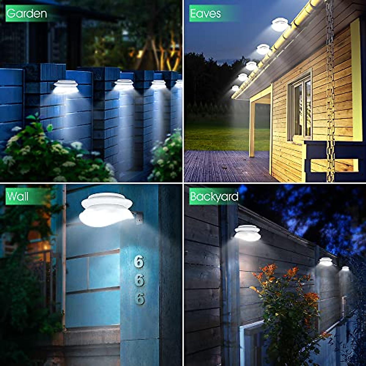DBF Outdoor Solar Gutter Lights【Upgraded Version】 Solar Fence Post Lights Wall Mount Decorative Deck Lighting Auto On/Off Solar Landscape Lights for Eaves Yard Garden Highlight Gate (Pack of 6)