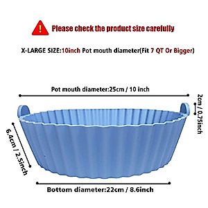 10 Inch Air Fryer Silicone Liners, Round XLarge Silicone Air Fryer Basket, Reusable Air Fryer Silicone Baking Tray for Air Fryer 7 Quart or Bigger, Non-stick (Sky Blue)