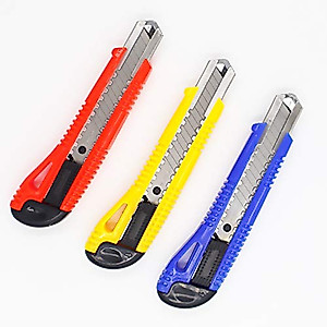 iRIIRIO 3 Sets Retractable Utility Knife with 18mm Extra Blade Retractable Craft Knife with Blade Utility Knife Retractable for Cutting Paper Cardboard Thin Sheet of Plastic Artwork