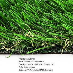 Artificial Grass Turf 4 Tone Synthetic Artificial Turf Rug for Dogs Indoor Outdoor Garden Lawn Patio Balcony Synthetic Turf Mat for Pets (17 in x 24 in = 2.84 sq ft)