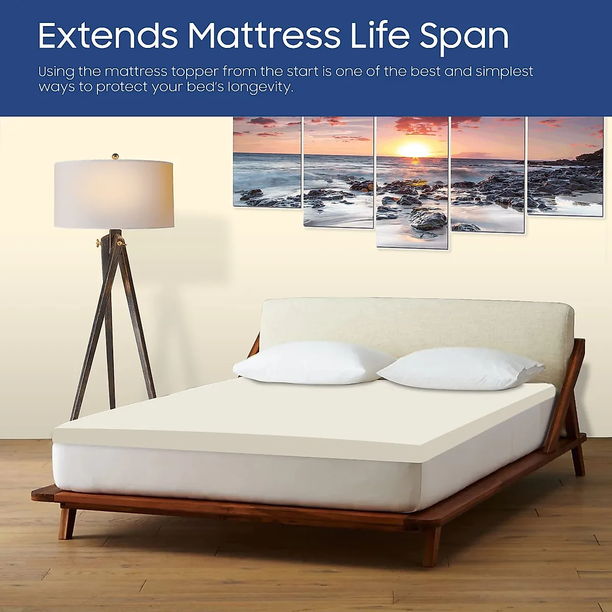 Spring Solution 2-inch Foam Bedding Topper with Orthopedic Support | High-Density Mattress Toppers Provides Support for Back and Lower-Back, Breathable, Soft and Relaxing Bed Top Padding, Twin, White