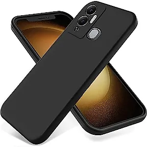 Case for Infinix Hot 12 Play, Liquid Silicone Protective Phone Case for Infinix Hot 12 Play with Silicone Lanyard, Slim Thin Soft Shockproof Cover for Infinix Hot 12 Play Silicone Case Black