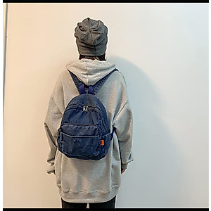 GGOOB Small Backpack Purse for Women Womens Backpack Purse for Women Mini Backpack Purse Aesthetic Purse Denim Purse (Dark blue)