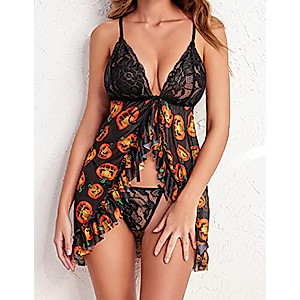 Avidlove Babydoll Lingerie for Women Lace Front Closure Lingerie V Neck Nightwear Sexy Chemise Nightie