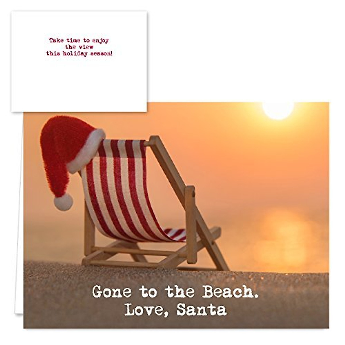 Santa at the Beach Holiday Card Pack - Set of 25 cards - 1 design, versed inside with envelopes