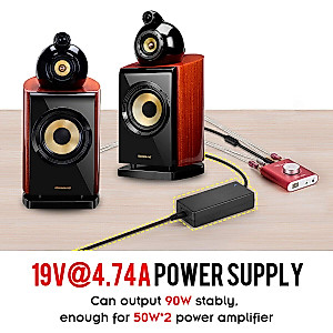 Nobsound DC 19V 4.74A 90W Power Supply Power Adapter Charger Universal 100-240V 50/60Hz AC Input for Amplifier Laptop DAC