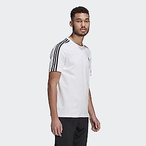 adidas Men's Essentials 3-stripes Tee, White/Black, Small