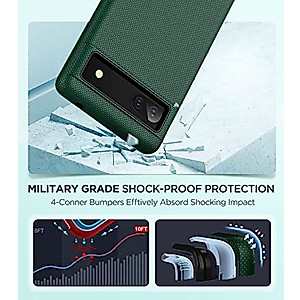 Kopbel for Google Pixel 6A Case [Military Grade Shockproof] with 2 Tempered Glass Camera Lens Protector, Dual Layer Protective Case for Pixel 8A Green