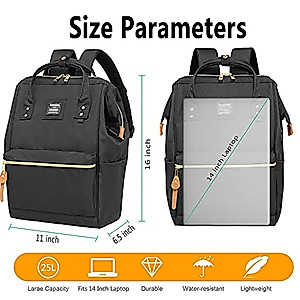 Bebowden Travel Laptop Backpack for Women Men College Bag Business Work Anti Thef Water Resistant Casual Daypack Fits 14 Inch Laptop Black
