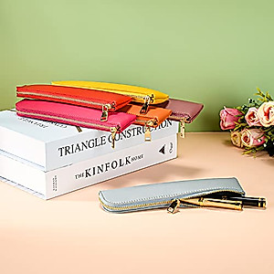 Sluxa Leather pencil case, Thin soft pen bag, Small pencil case for adults,Senior leather Minimal pencil pouch with zipper.…