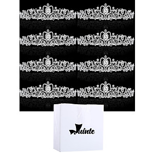 Juinte 8 Pieces Silver Princess Tiaras for Girls Crystal Princess Crowns for Women Elegant Tiaras with Combs Birthday Crown Bride Headbands Bridal Wedding Prom Birthday Party Cosplay Hair Accessories