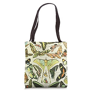Luna Moth Butterfly Vintage Botanical Biology Illustration Tote Bag