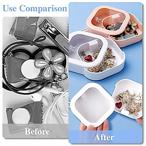 Prudiut 2pcs Hair Tie Organizer, Hair Tie Holder Clip Organizer Christmas Gifts for Baby Teen Girl Women, Portable Hanging Small Items Desktop Travel Storage Box(Pink and White)