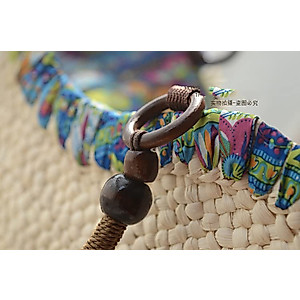 Natural Woven Straw Tote Handbag with Tassels and Pom Pom