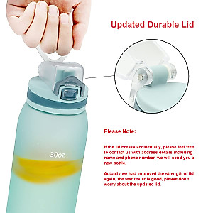 Teentumn Time Marker Water Bottle Gym, 30oz Large Durable Bottle for Workout Sport Travel Water Tracker (Pack of 1)