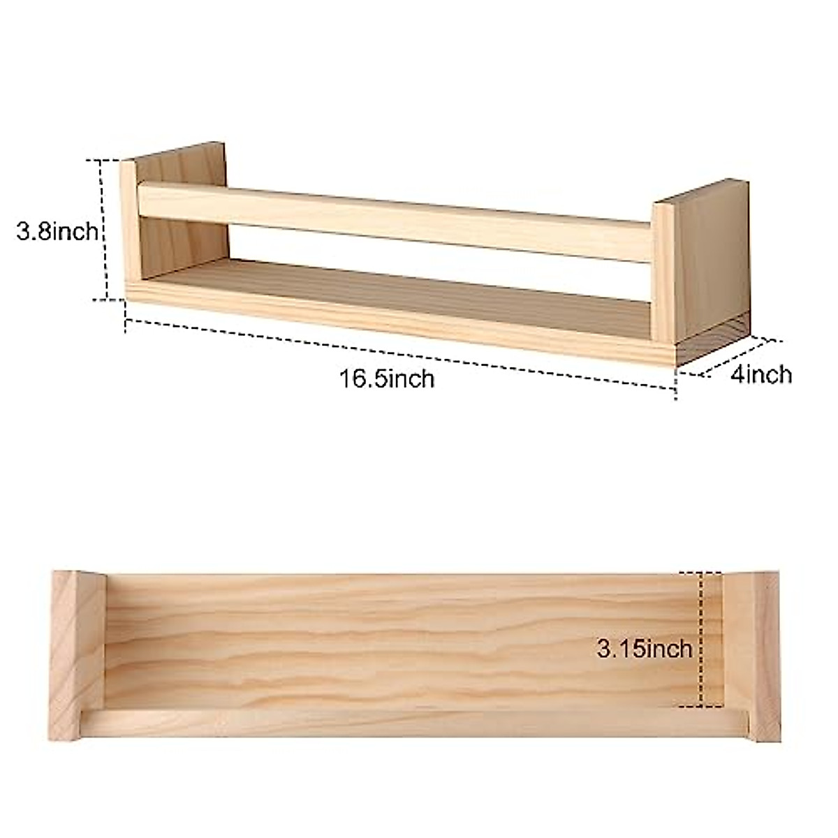 TUEGEGNS Nursery Book Shelves Wall Mounted Set of 4,Floating Wall Bookshelves for Kids,Nursery Shelves for Bookshelf Wall,Kids Bookshelf (Set of 4 Nature)