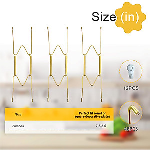 Plate Hangers - 8 Inch 12 Pack Plate Hangers for The Wall Plate Hangers Plate Wall Hangers for Display Plate Wall Hangers Plate Holders for Displaying On Wall Plate Holder Plate Wall Hanger
