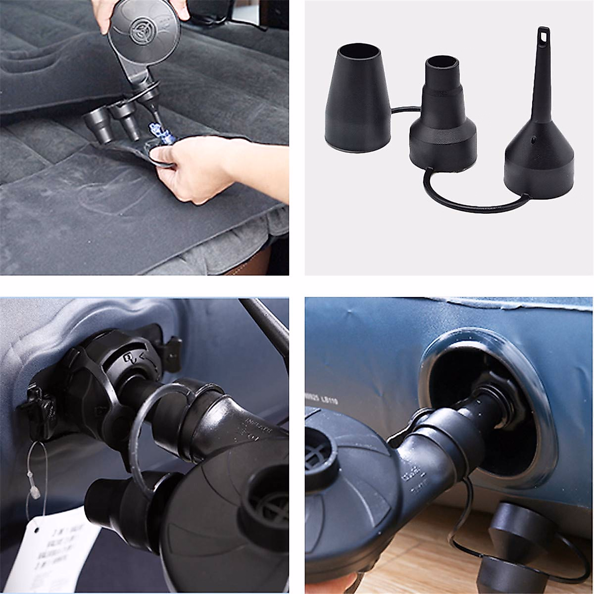 BOMPOW Electric Air Pump for Inflatables Air Mattress Pump Air Bed Pool Toy Raft Boat Quick Electric Pool Float Pump Black (AC Pump(130W))