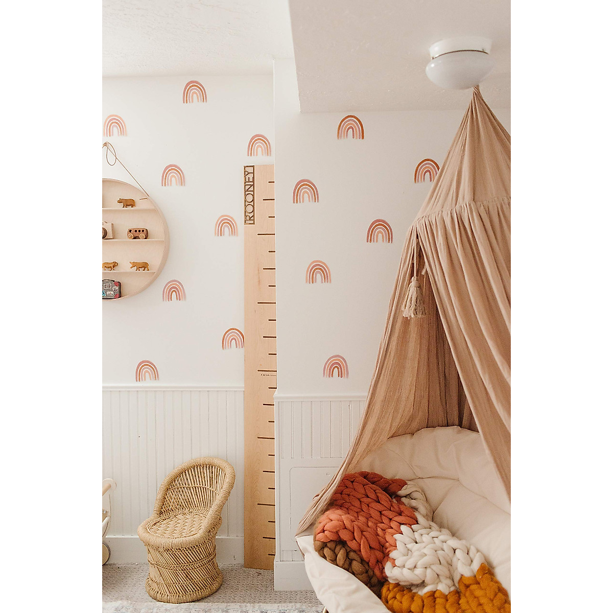 Modern Maxwell Wall Art Decals for Girls Nursery, Bedroom, Living Room “Rainbow Boho” Dot Room Sticker 32 Pieces