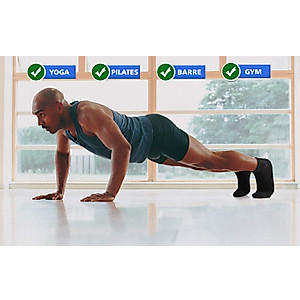 NEWCHAO Anti Slip Socks Non Skid Grip Socks,4 pairs Unisex for Yoga Home Workout Barre Pilates Pregnancy Hospital Men Women in Black and Grey