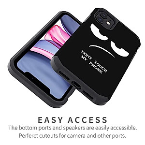 LEEGU for iPhone 11 Case, Cute [Don't Touch My Phone] Shockproof Dual Layer Heavy Duty Protective Silicone Plastic Cover for Girls Women Boys Men Phone Case (iPhone 11 6.1-inch)