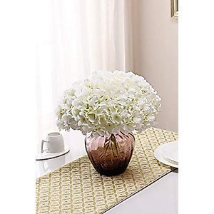 AVIVIHO White Hydrangea Silk Flowers Heads Pack of 10 Ivory White Full Hydrangea Flowers Artificial with Stems for Wedding Home Party Shop Baby Shower Decor