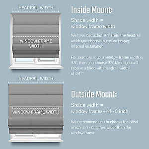 Everyday Celebration Roman Shades for Windows, Cordless Room Darkening Roman Window Shades, Pull Down Yarn-Dyed Vertical Stripe Window, Indoor Blinds & Shades with Woven Fabric, 35" W X 64" H, (Blue)