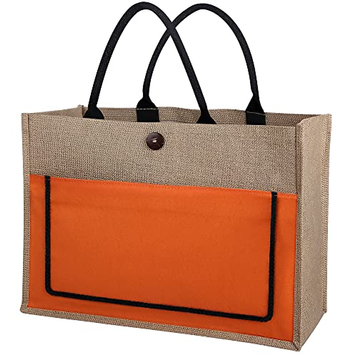 VIJIV Utility Large Canvas Tote Bag for Women Work Teacher Beach School Personalized Tote Bag with Pockets for Friends Gifts Orange