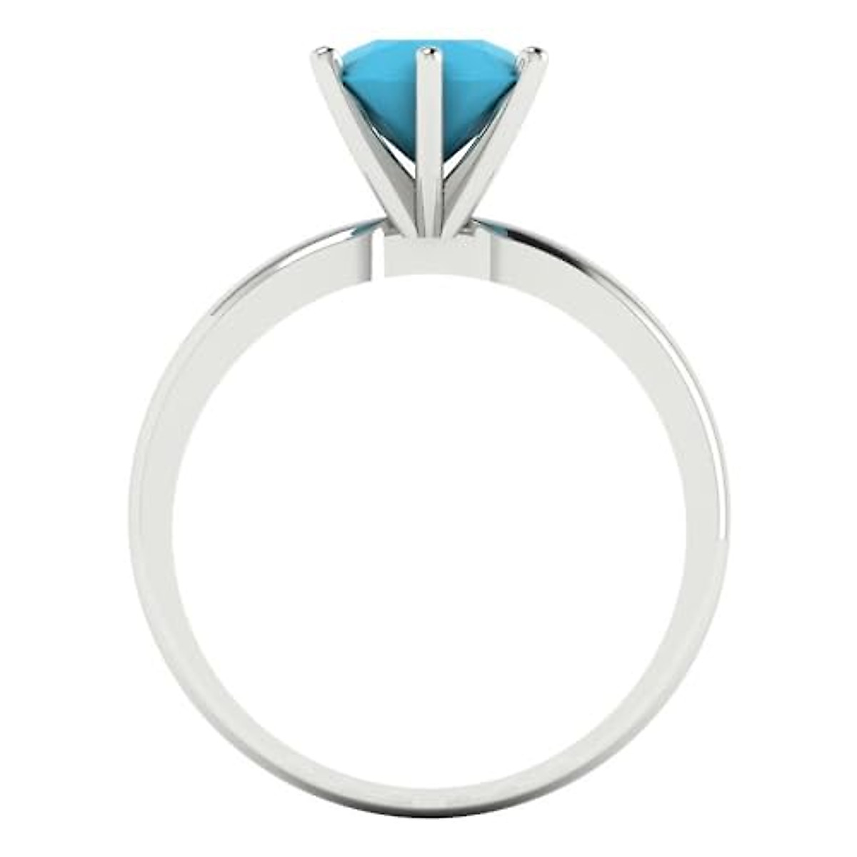 Clara Pucci 1.50 ct Round Cut Solitaire Simulated Turquoise Engagement Wedding Bridal Promise Anniversary Ring 18K white Gold Size 3.75