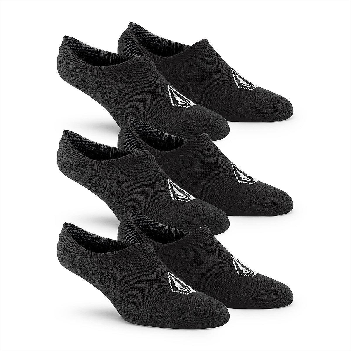 Volcom mens No Show Stone 3pk Socks, Black, One Size US