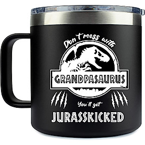 Edizzone Funny Grandpa Mug (Grandpasaurus) Grandpa Gifts - Best Grandpa Birthday Gifts - Gifts for Grandpa From Granddaughter Grandson - Great Grandpa Gift for Fathers Day